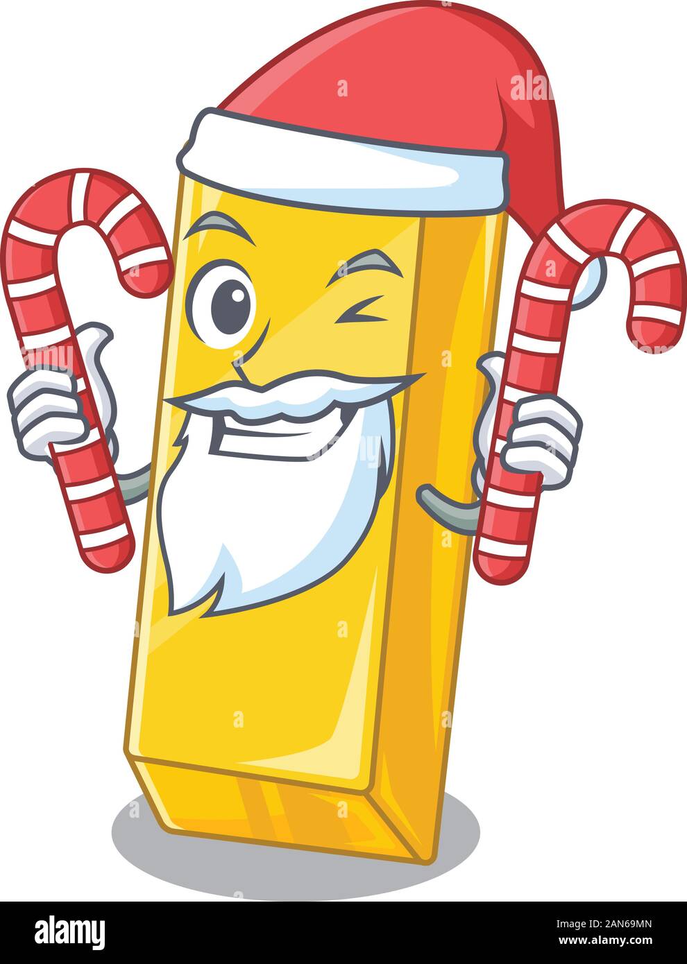 Gold bar Cartoon character in Santa costume with candy Stock Vector ...