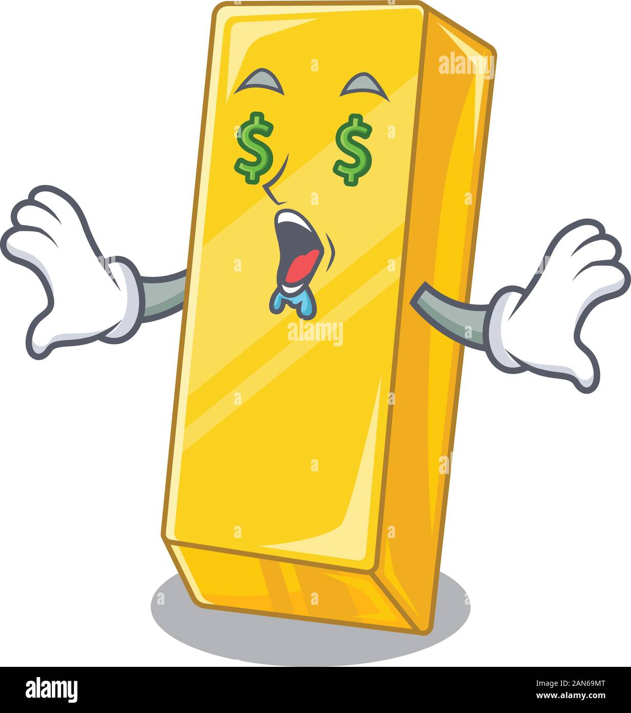 Happy rich gold bar with Money eye cartoon character style Stock Vector ...