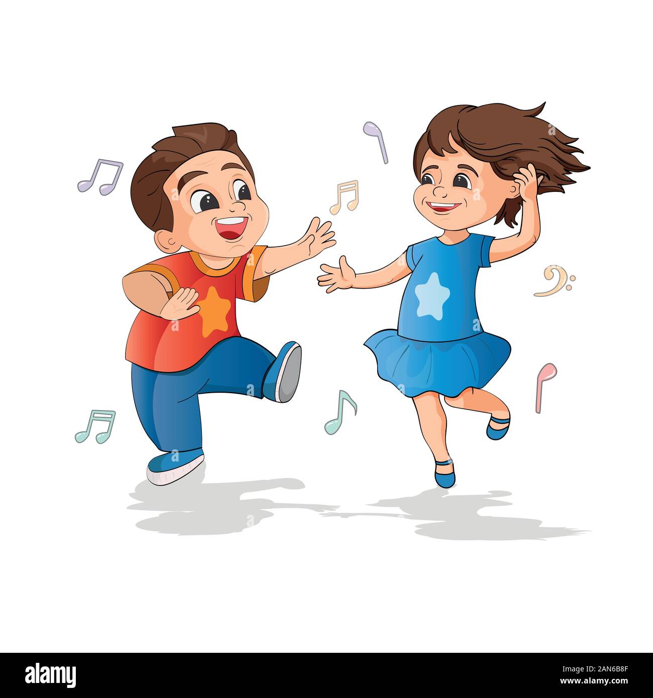 Cartoon Girl And Boy Dancing