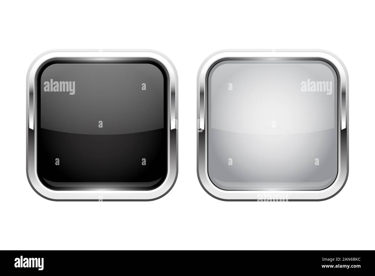 Push buttons. Glass square icons with chrome frame Stock Vector Image ...