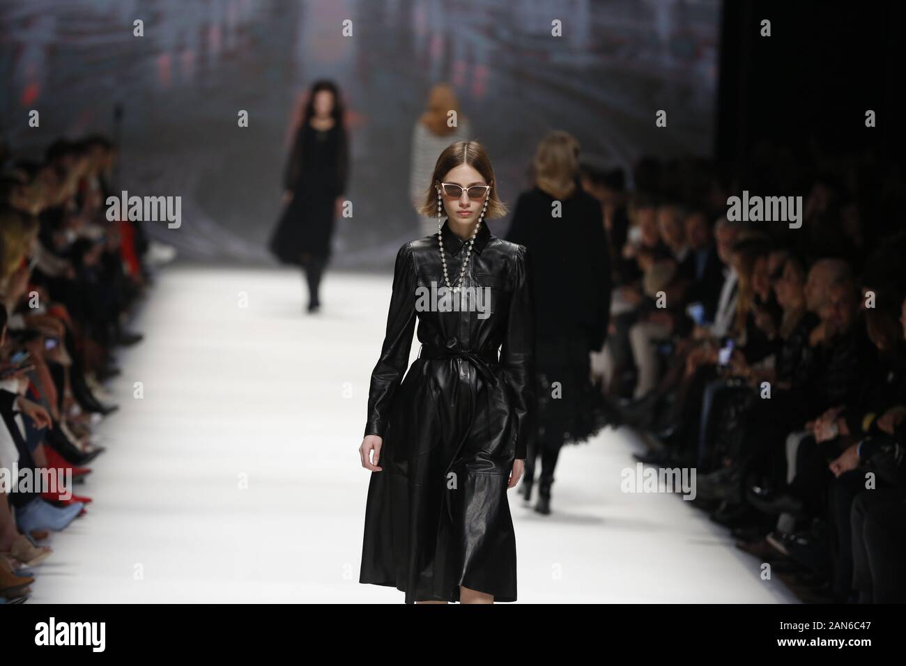 Berlin: Models on the catwalk at the MBFW in the Kraftwerk Berlin ...