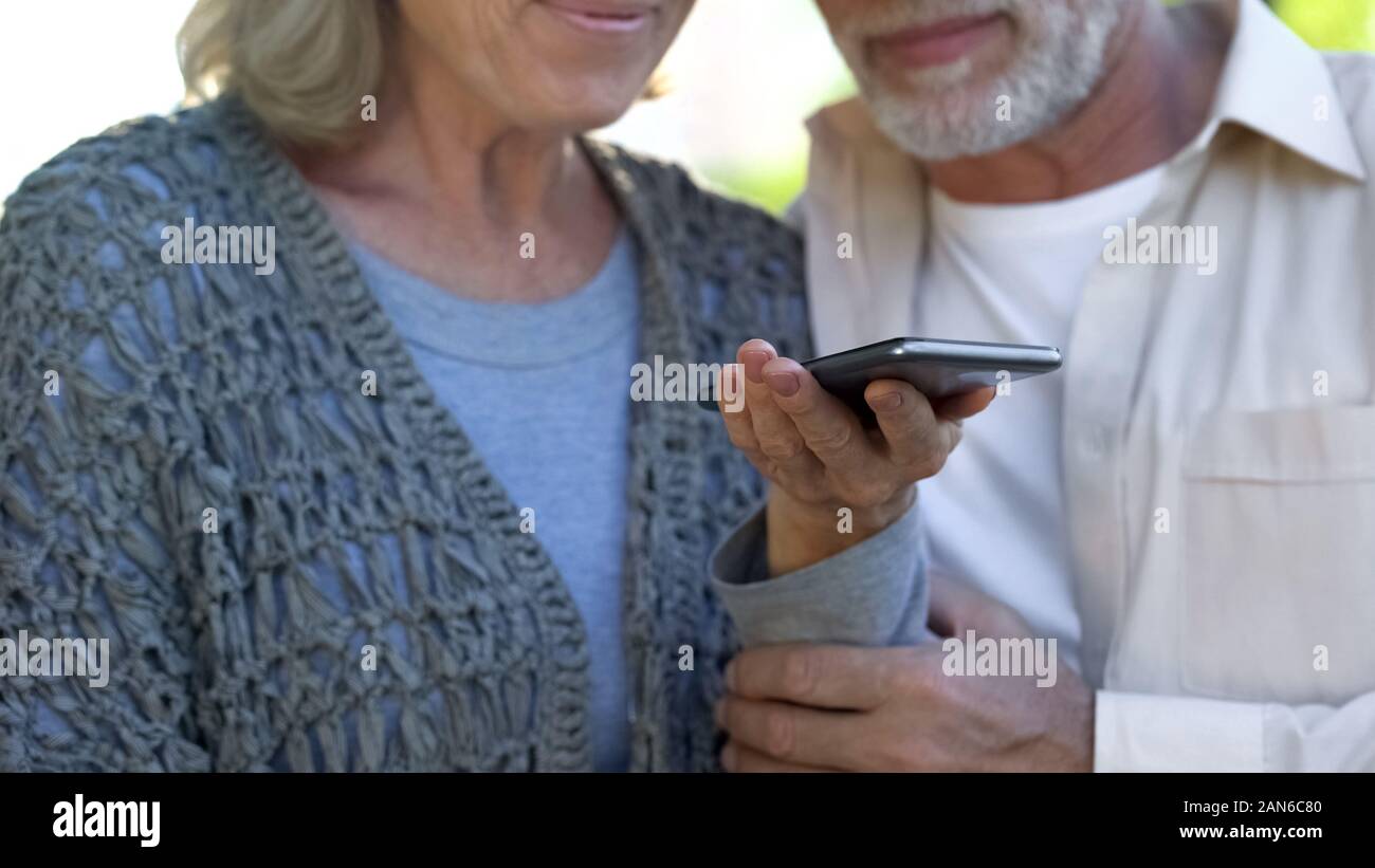 Happy parents calling children, sharing family news, enjoying ...
