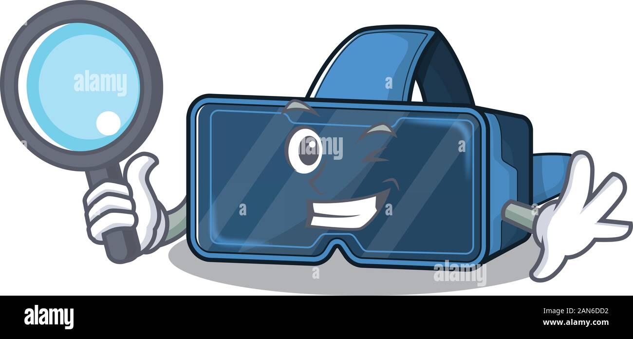 Cool and Smart vr virtual reality Detective cartoon mascot style Stock ...