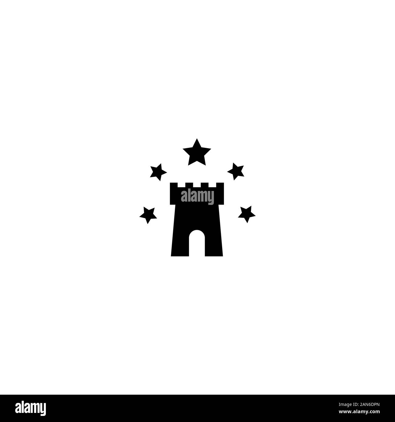 Fortress with stars icon. Best protection symbol. Tower, defense ...