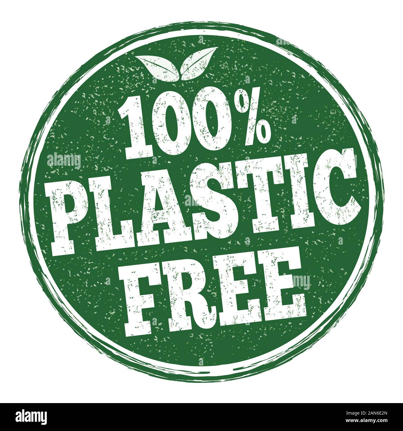 100% plastic free sign or stamp on white background, vector ...