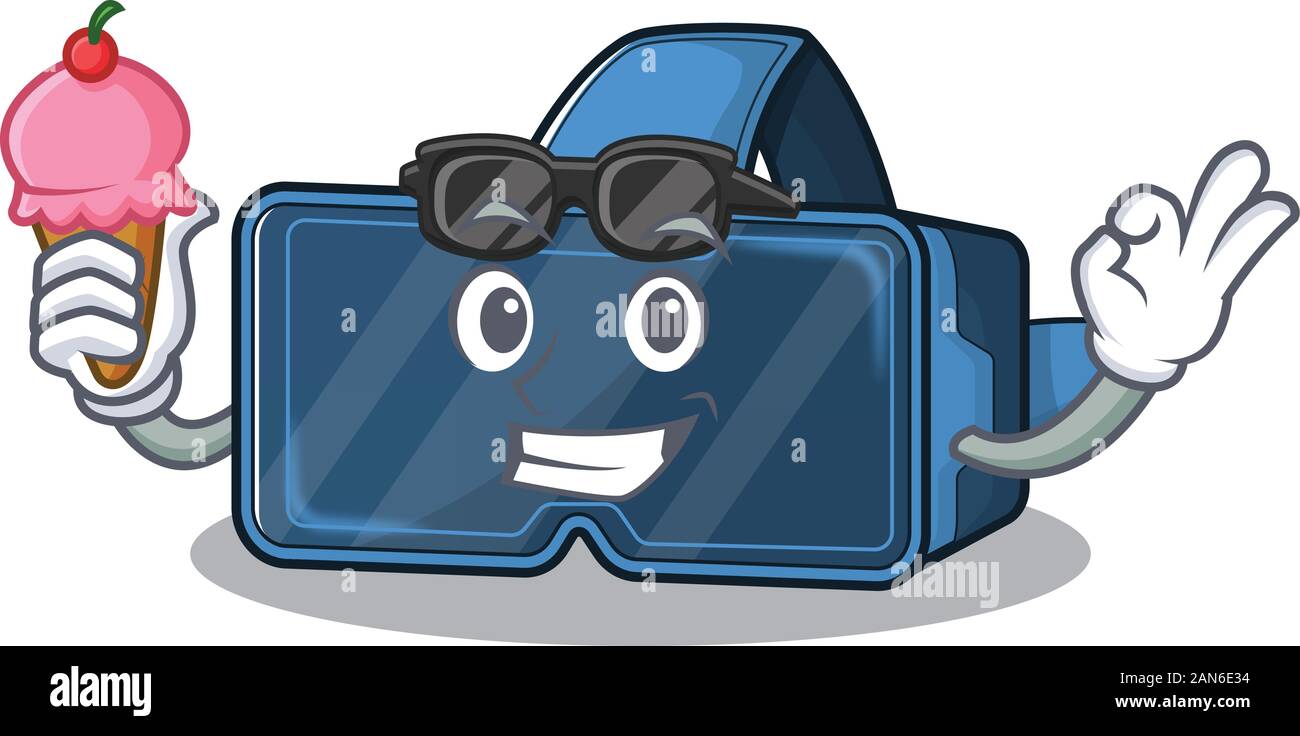 VR virtual reality mascot cartoon design with ice cream Stock Vector ...