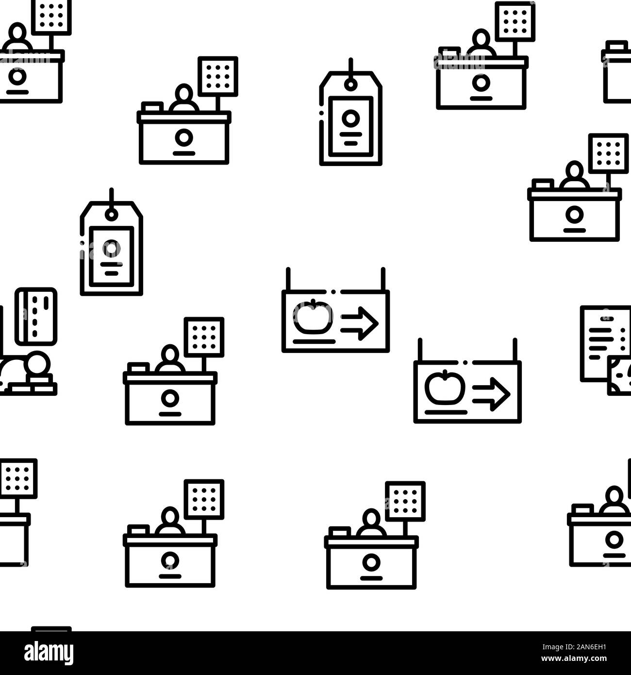 Grocery Shop Shopping Seamless Pattern Vector Stock Vector Image & Art ...