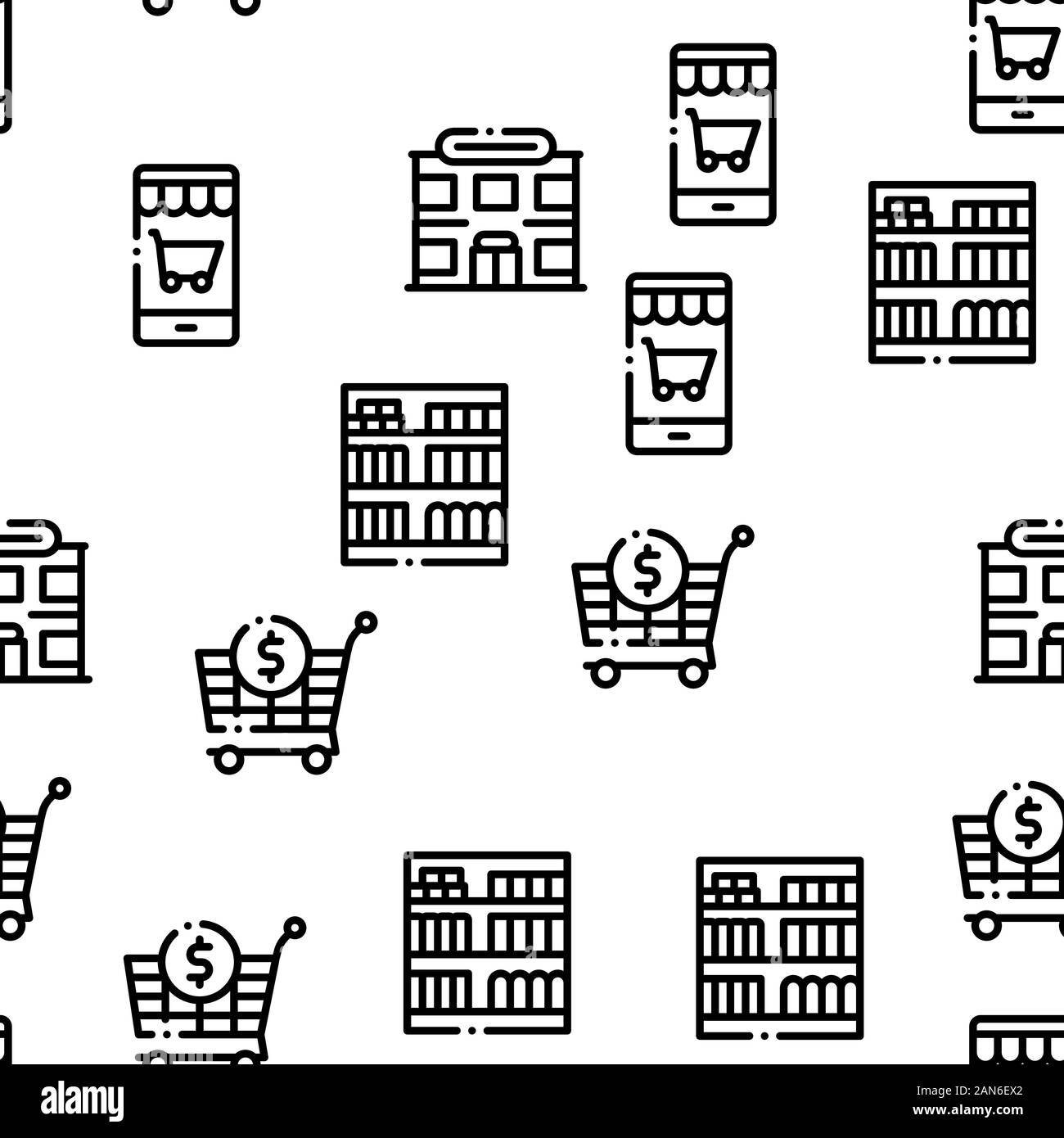 Grocery Shop Shopping Seamless Pattern Vector Stock Vector Image & Art ...