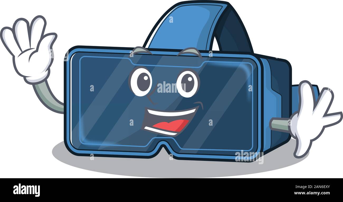 Waving friendly vr virtual reality cartoon character design Stock ...
