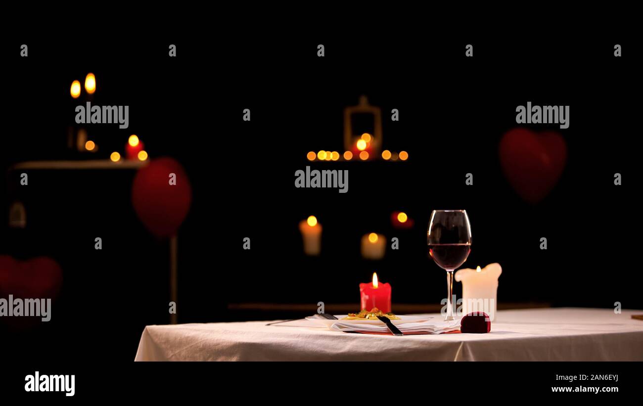 Restaurant table for two, romantic atmosphere on Valentines Day ...