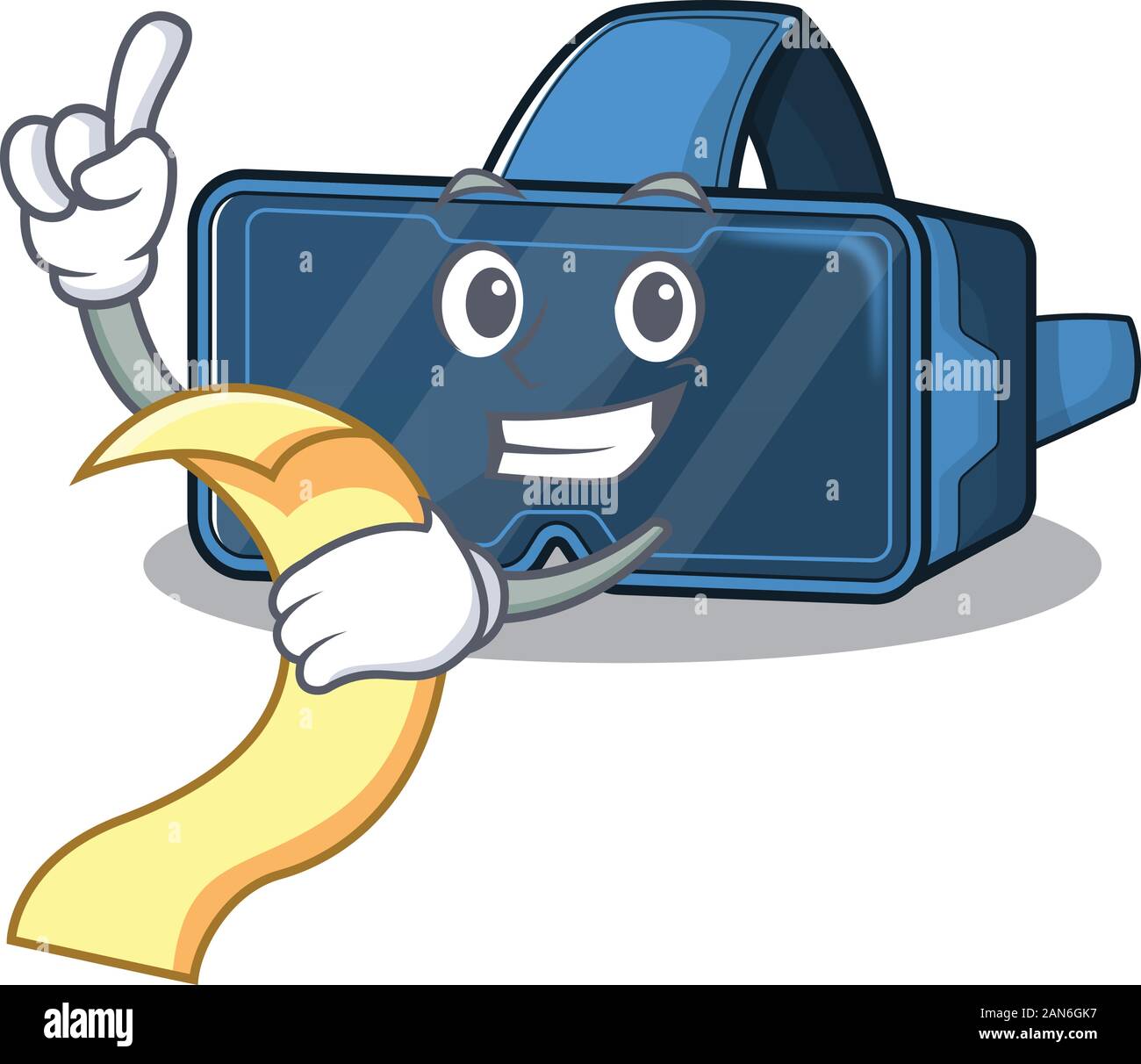 A funny cartoon character of vr virtual reality with a menu Stock ...