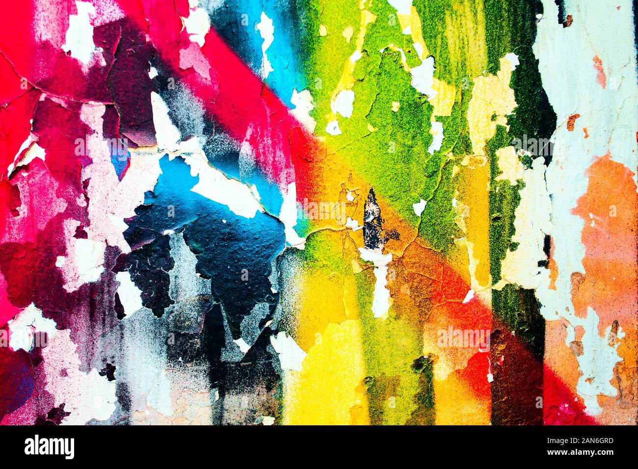 Closeup of damaged colorful urban wall texture. Modern pattern for ...