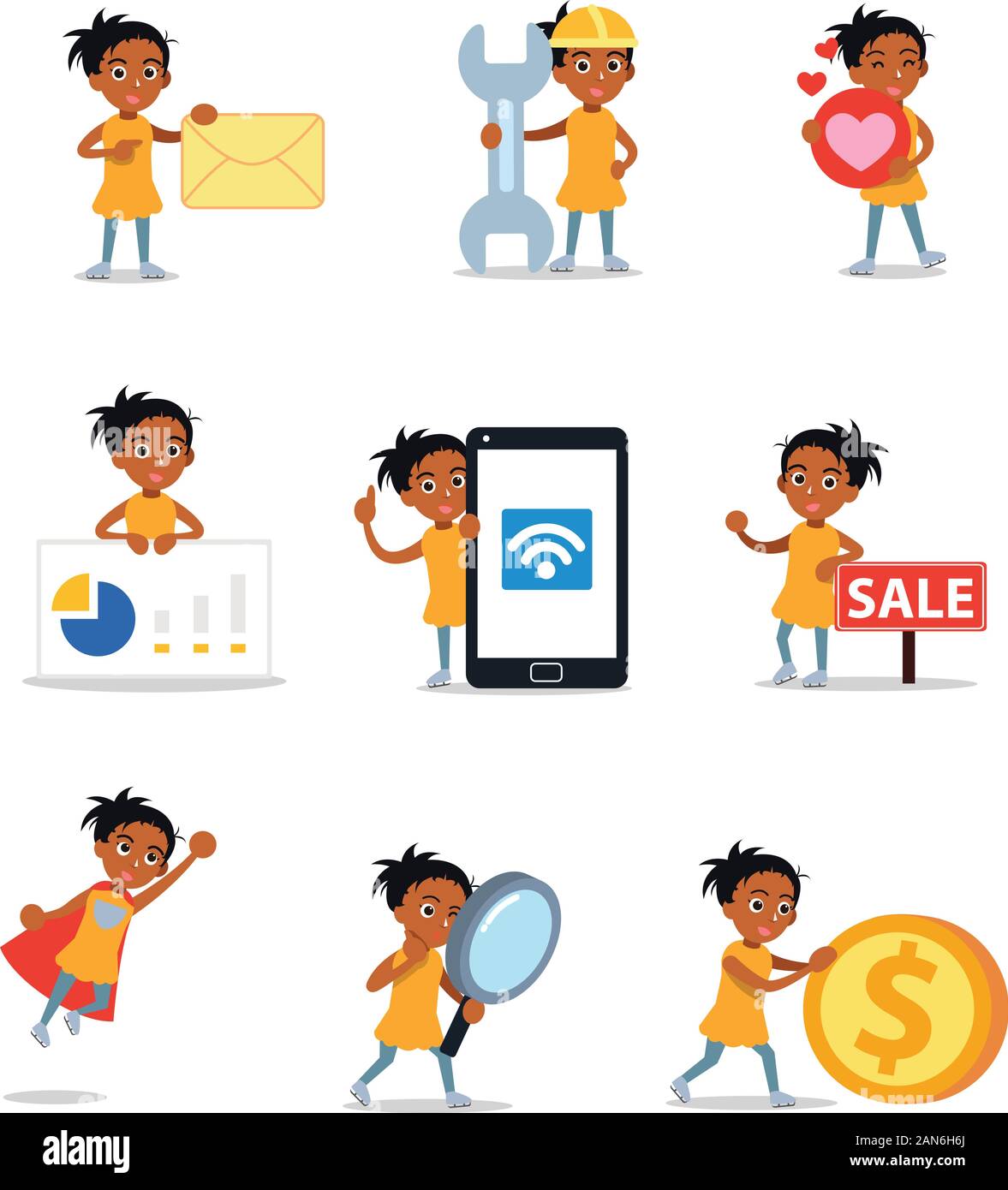 Set of woman character as a figure skating world record Stock Vector ...