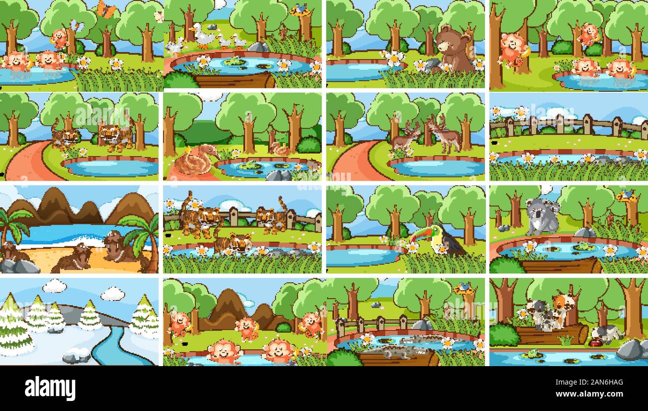 Background scenes of animals in the wild illustration Stock Vector ...