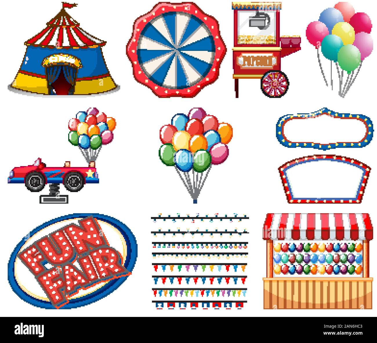 Set of circus items on white background illustration Stock Vector Image ...