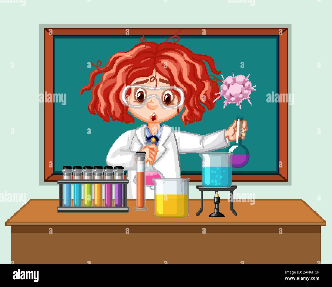 Scientist working with science tools in lab illustration Stock Vector ...