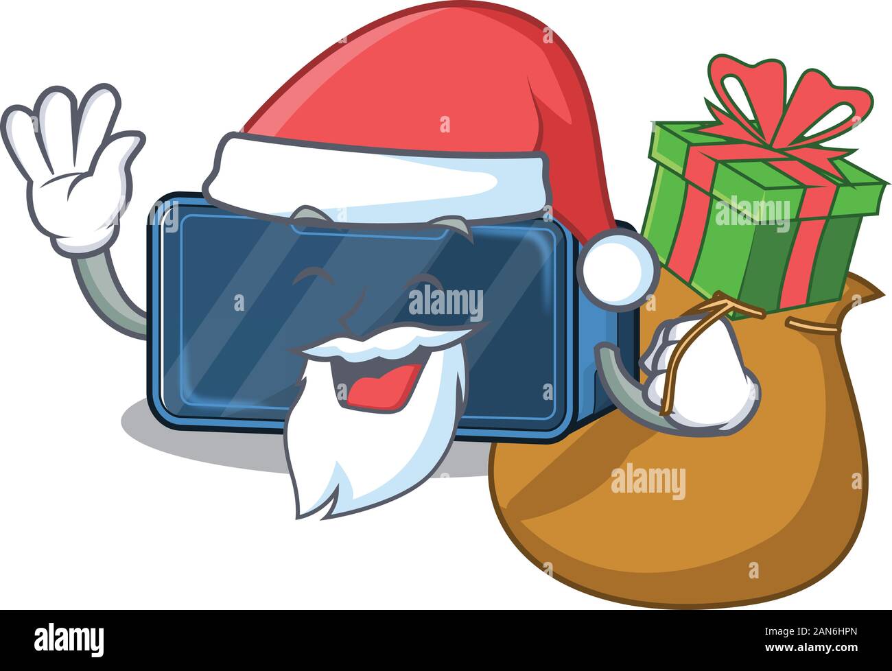 Santa vr virtual reality Cartoon character design having box of gift ...