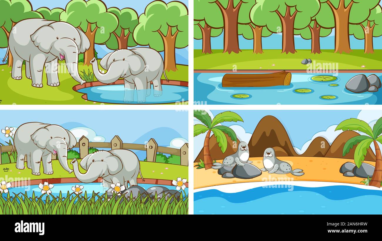 Background scenes of animals in the wild illustration Stock Vector ...