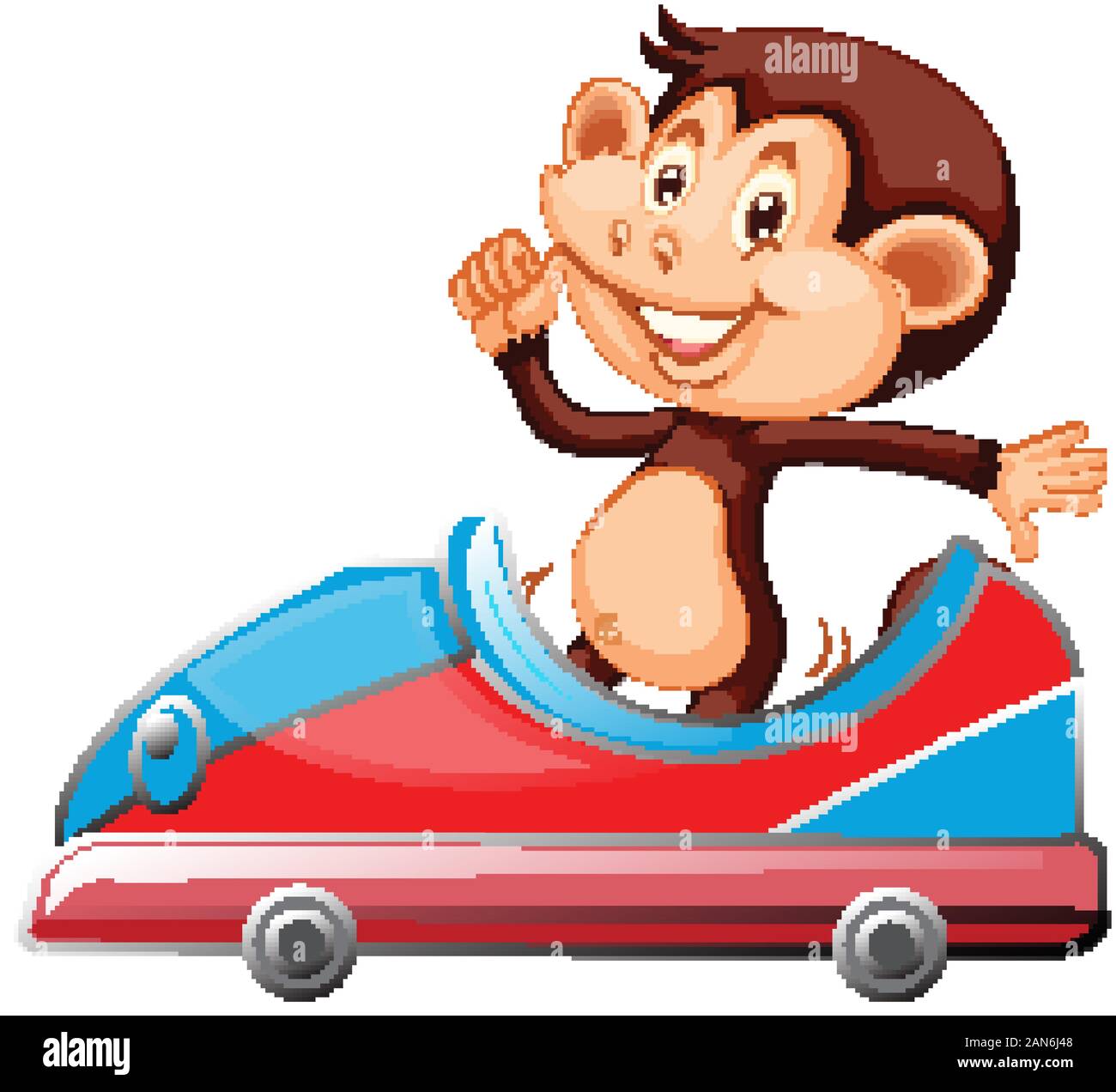Monkey riding on toy car illustration Stock Vector Image & Art - Alamy