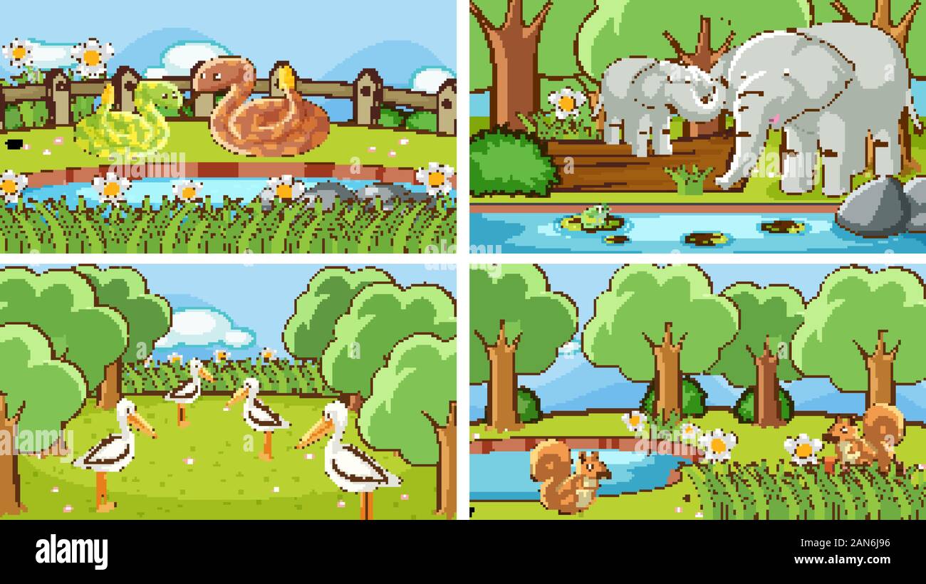 Background scenes of animals in the wild illustration Stock Vector ...