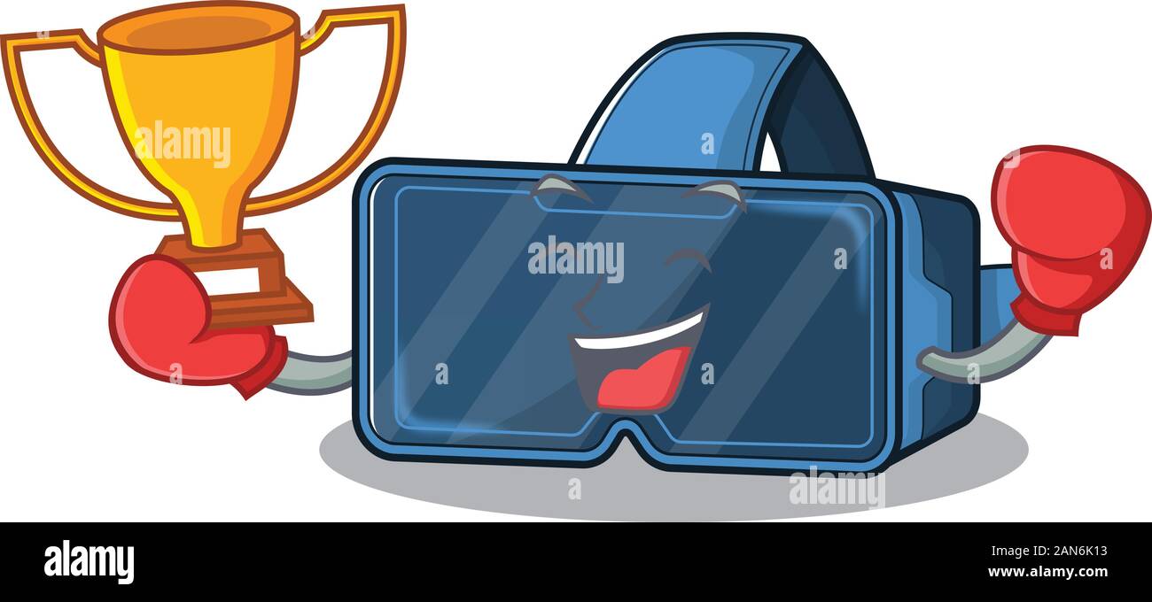 fantastic Boxing winner of vr virtual reality in mascot cartoon style ...