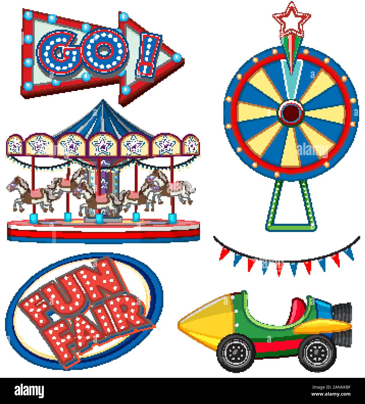 Set of circus items on white background illustration Stock Vector Image ...