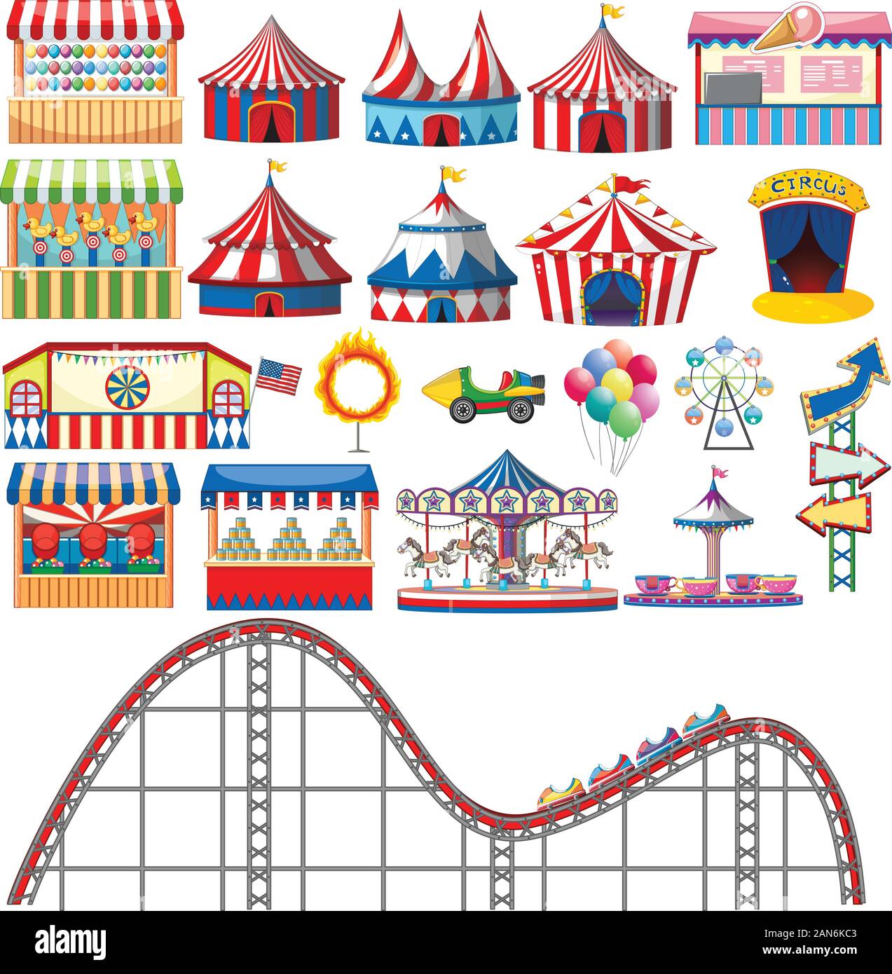 Set of circus items on white background illustration Stock Vector Image ...