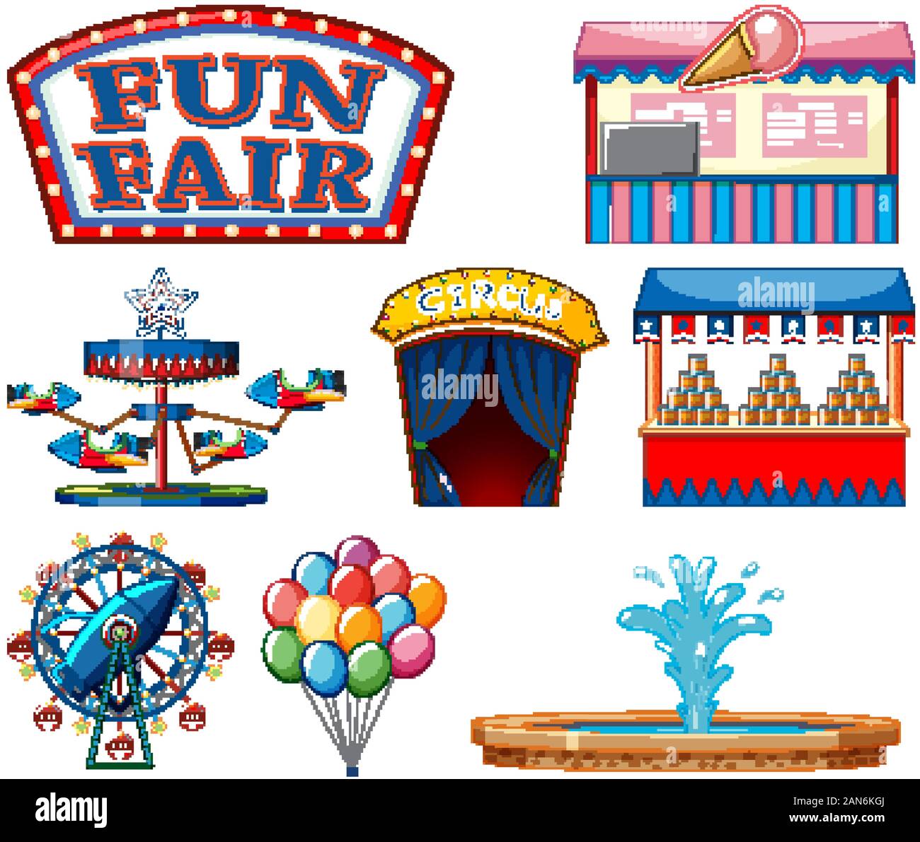 Set of circus items on white background illustration Stock Vector Image ...