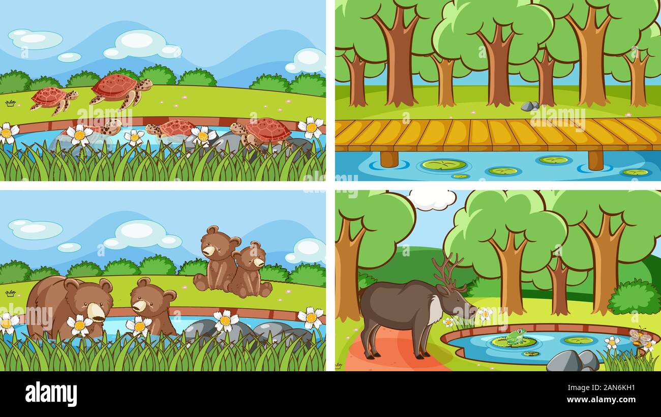 Background scenes of animals in the wild illustration Stock Vector ...