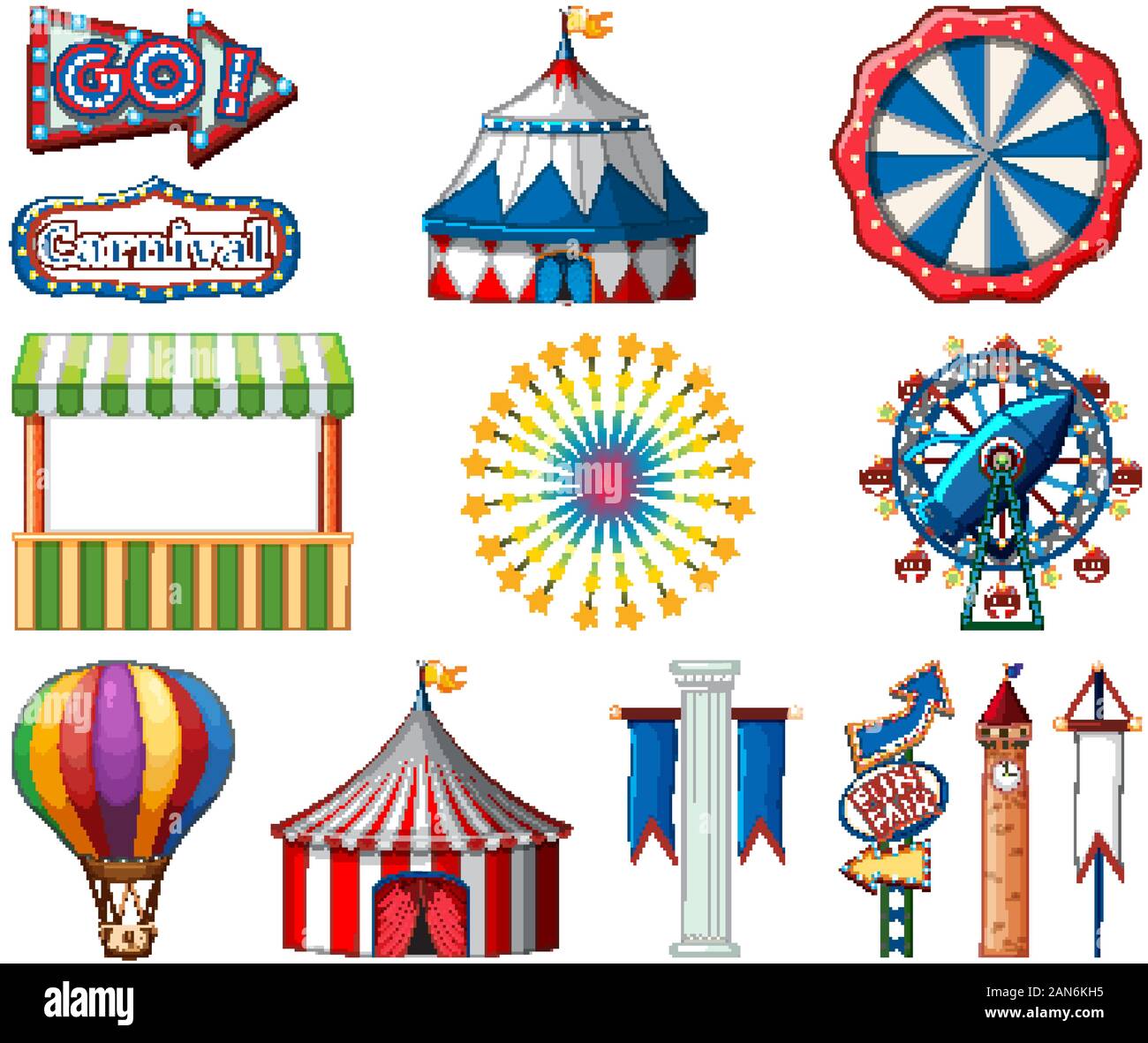 Set of circus items on white background illustration Stock Vector Image ...