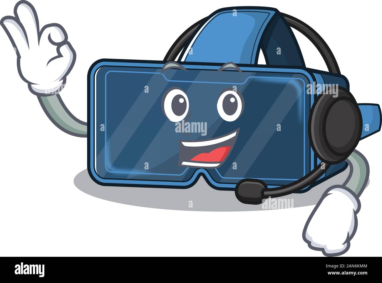 Smiley vr virtual reality cartoon character design wearing headphone ...