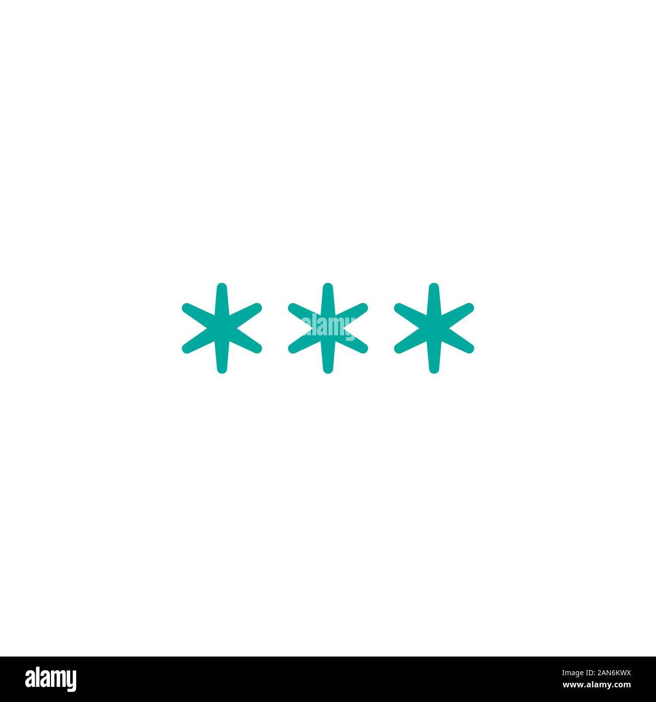 three blue asterisks footnote icon. Password, parol sign. Flat icon of ...
