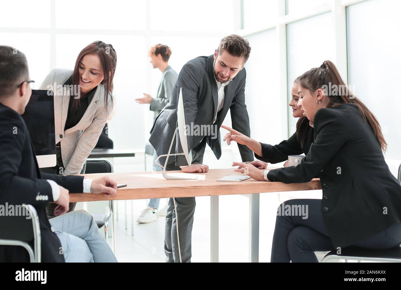 group of employees discussing their new ideas Stock Photo - Alamy