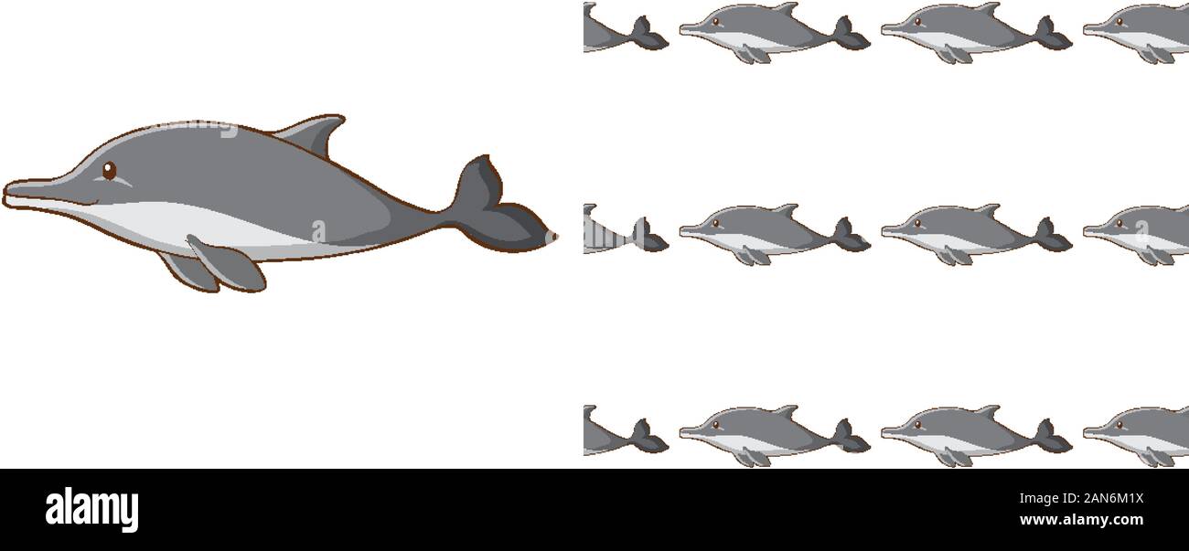 Seamless background design with gray dolphin illustration Stock Vector ...