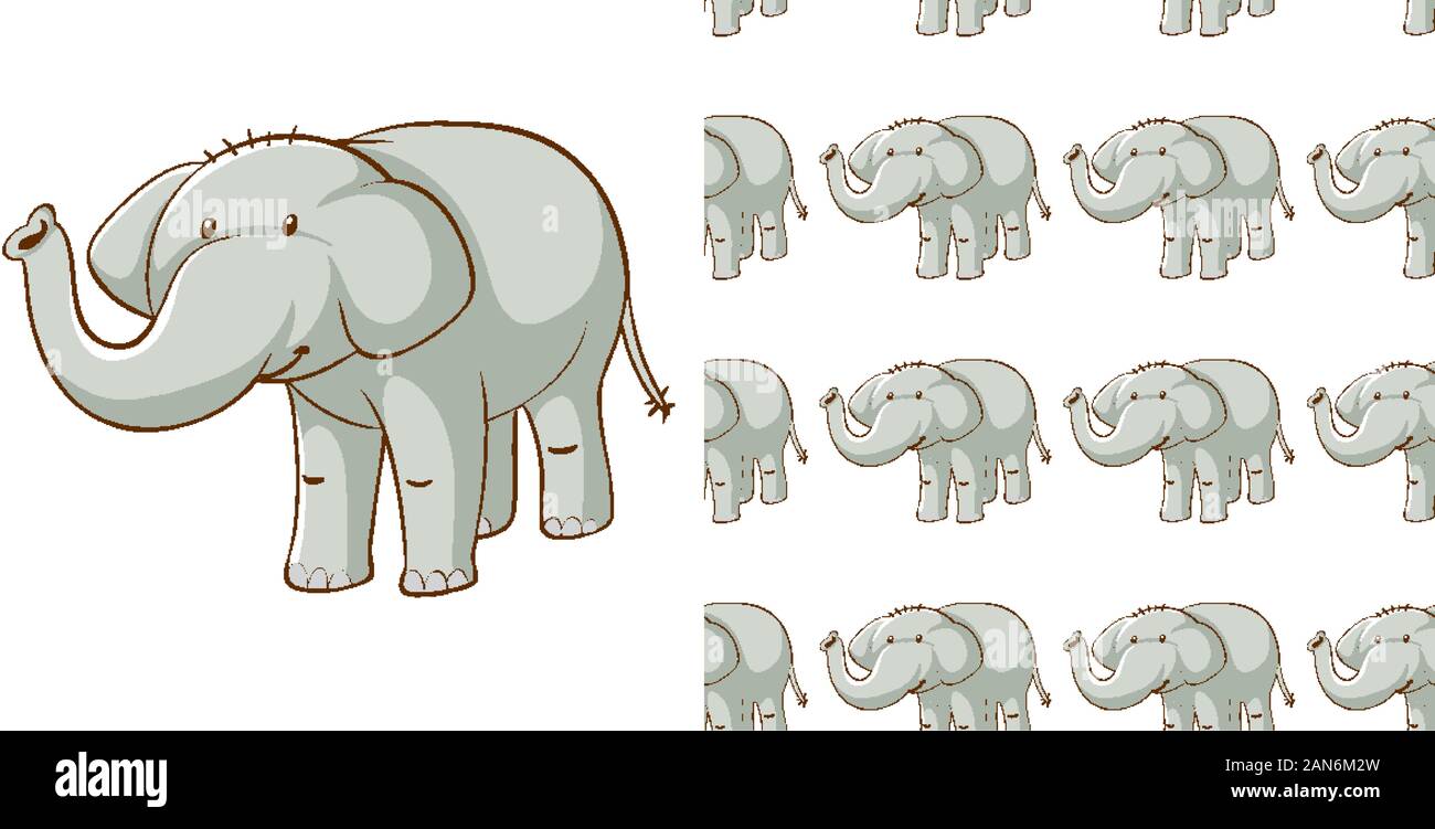 Seamless background design with gray elephant illustration Stock Vector ...