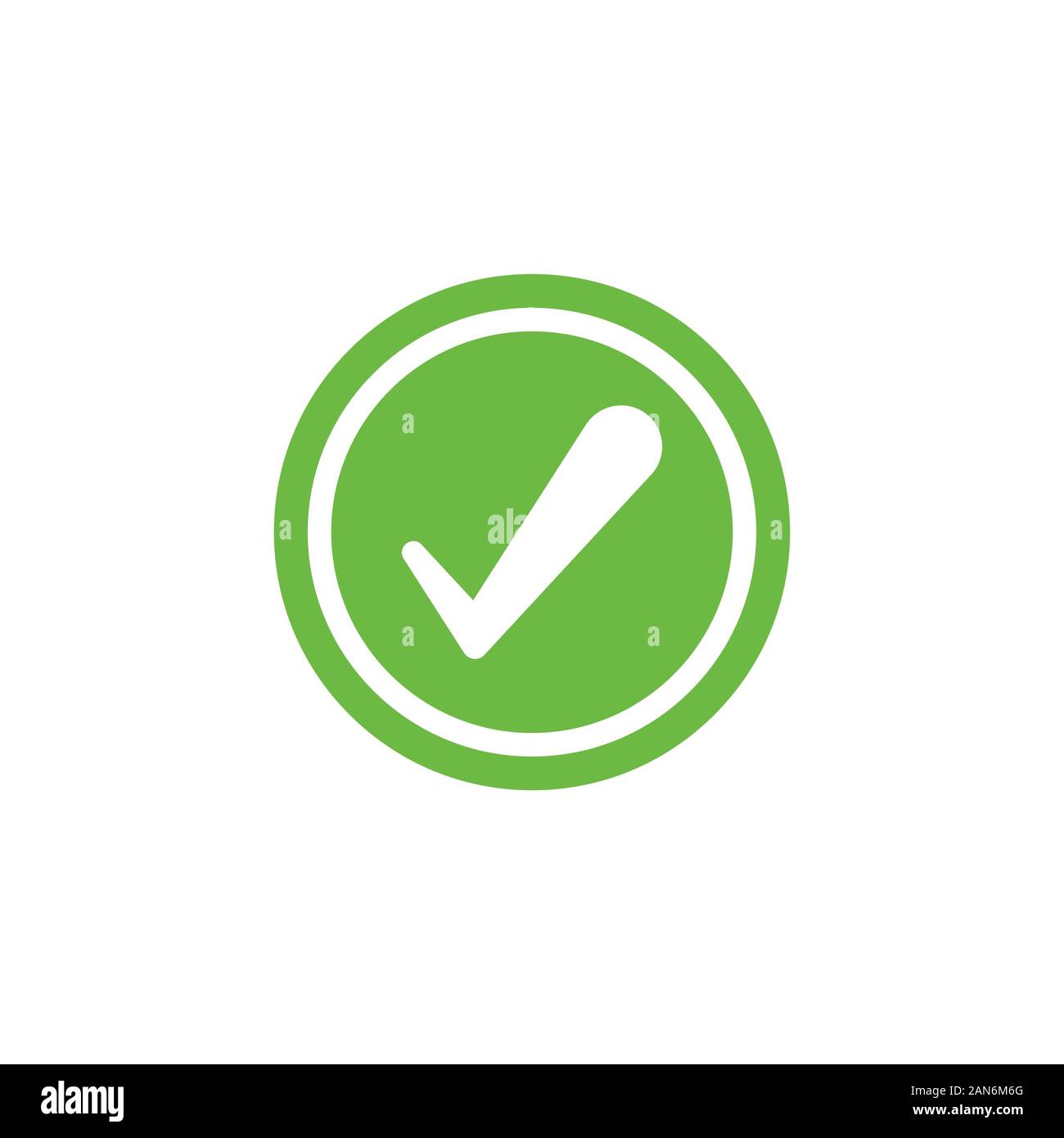 Valid Seal icon. white tick in green circle. Flat OK sticker icon ...