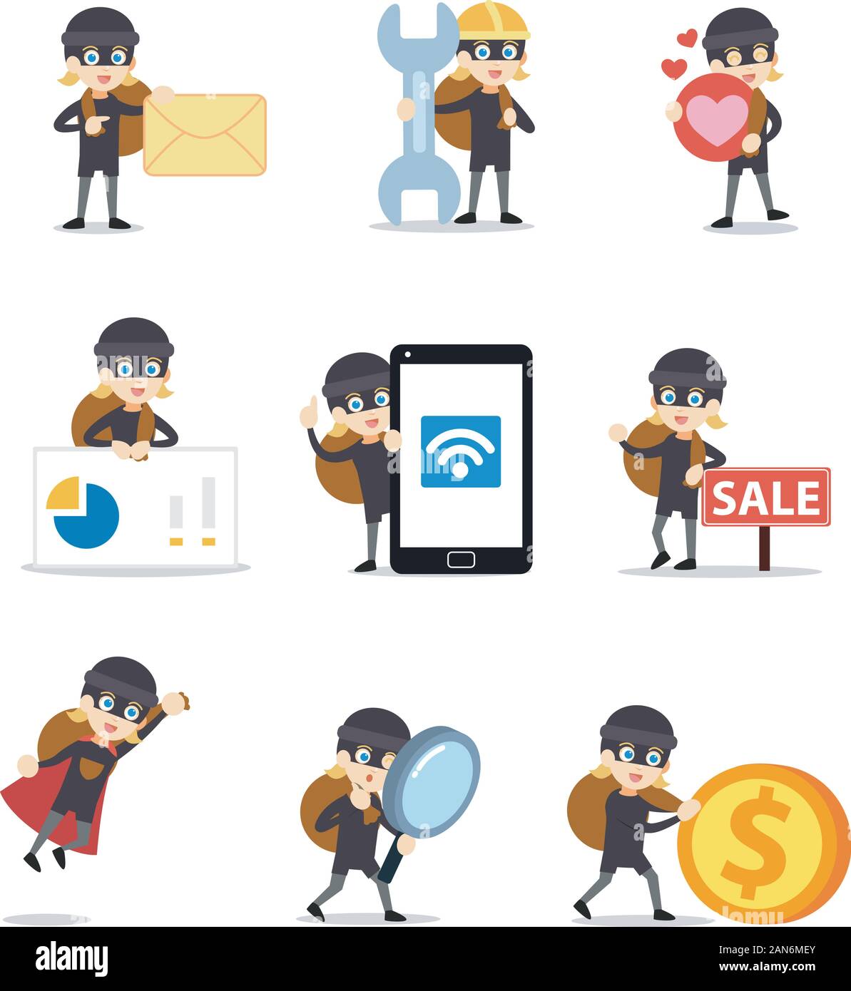 Cartoon female robber Cut Out Stock Images & Pictures - Alamy