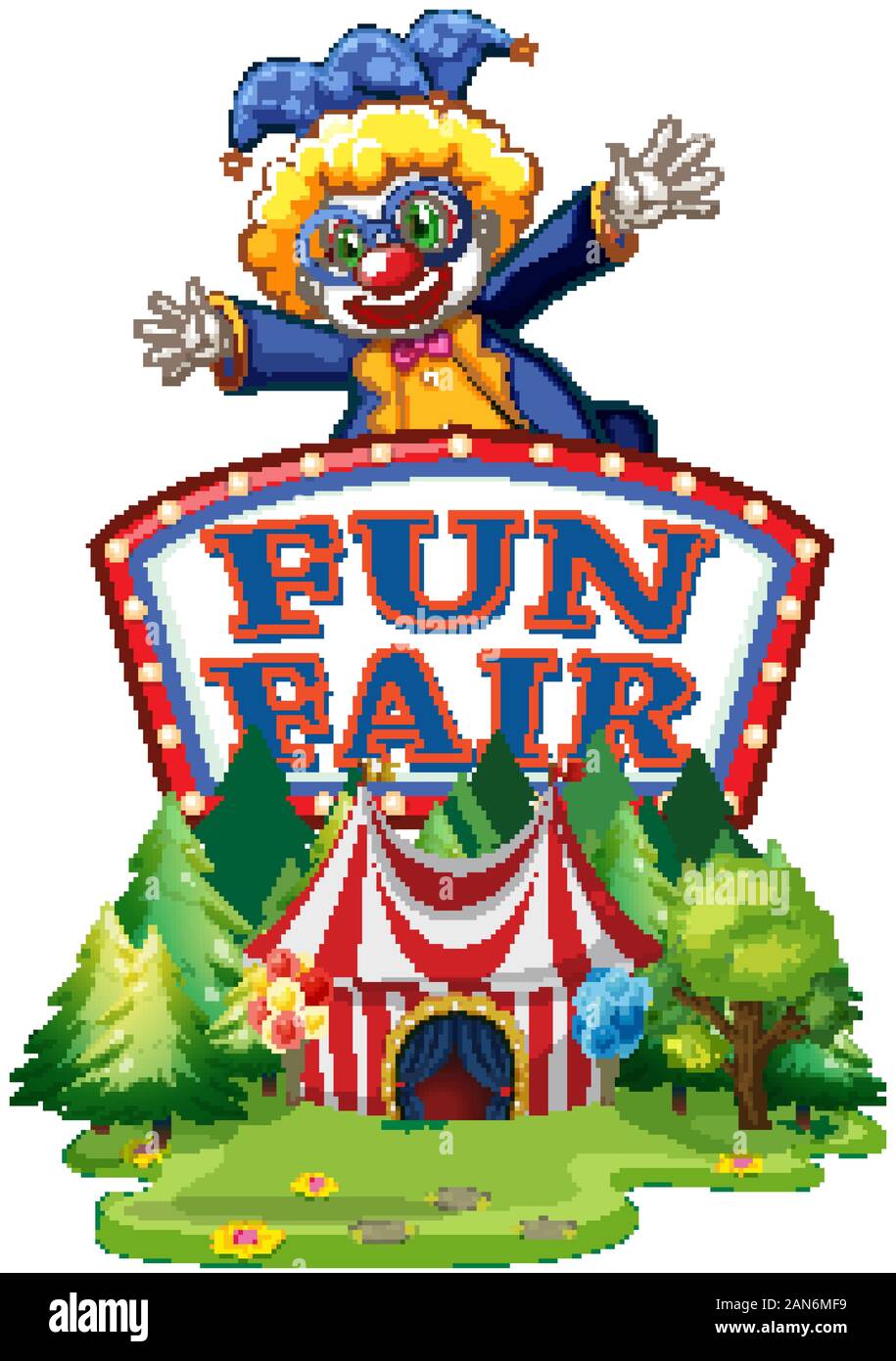 Fun fair sign template with happy clown in background illustration ...