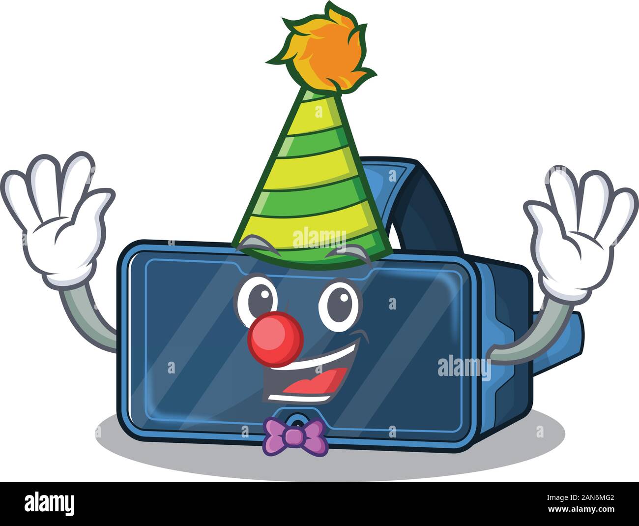Funny Clown vr virtual reality cartoon character mascot design Stock ...