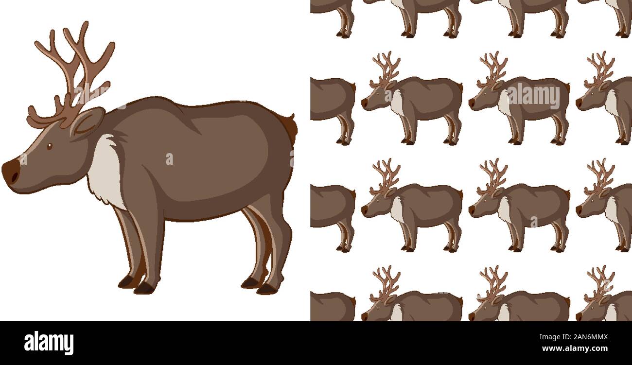 Seamless background design with cute reindeer illustration Stock Vector ...