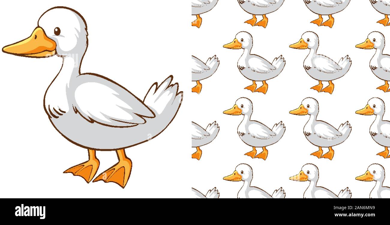 Seamless background design with cute duck illustration Stock Vector ...