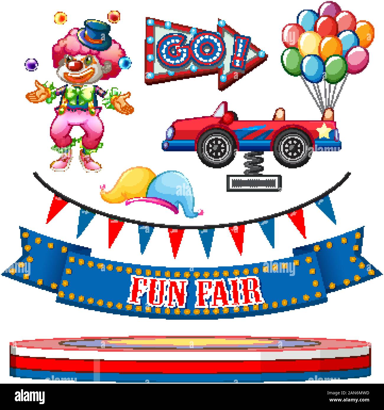 Set of circus items on white background illustration Stock Vector Image ...