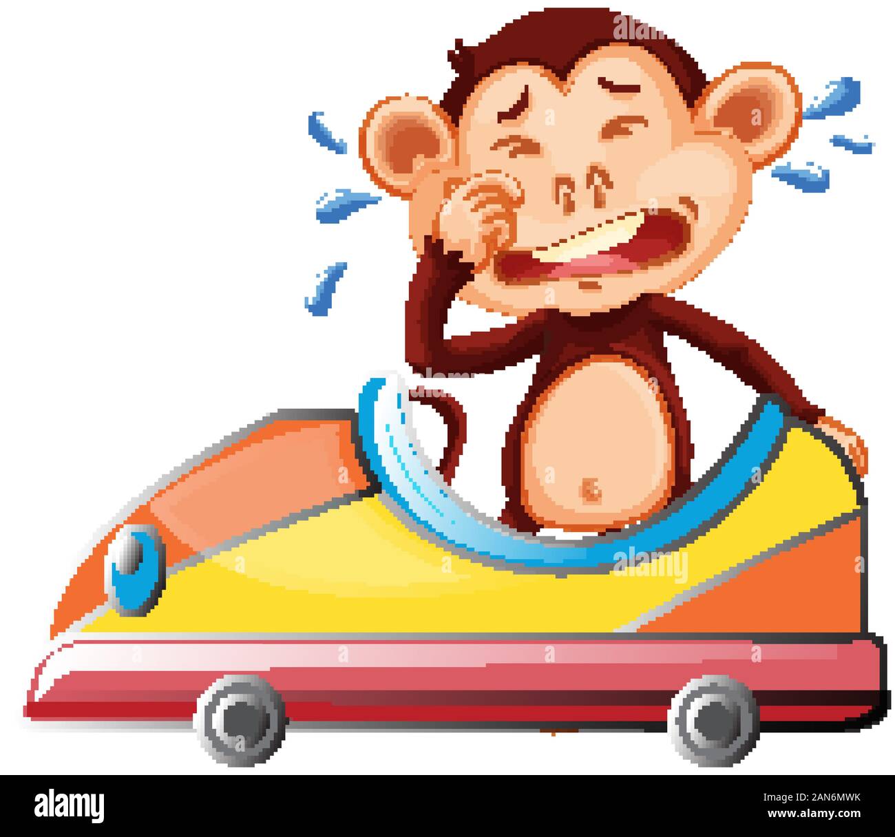 Crying monkey riding on toy car illustration Stock Vector Image & Art ...