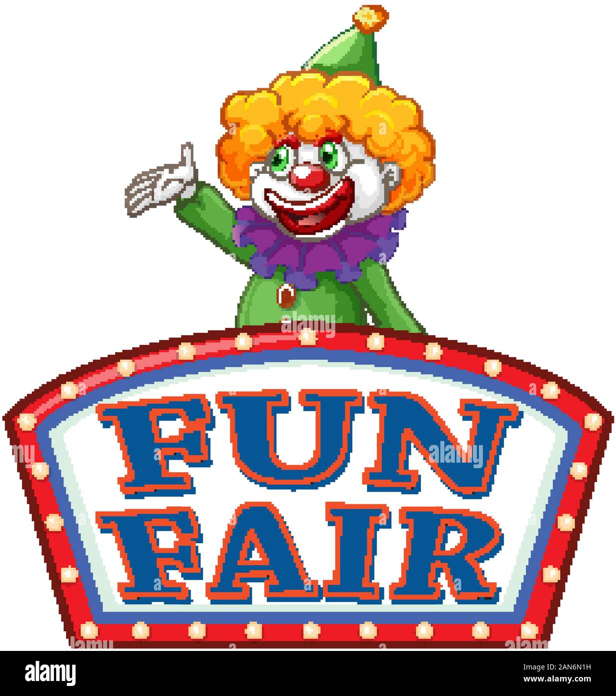 Fun fair sign template with happy clown in background illustration ...