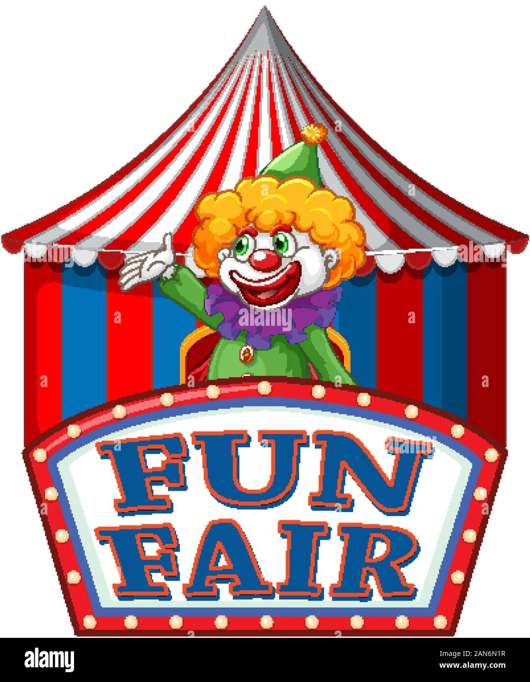 Fun fair sign template with happy clown in background illustration ...