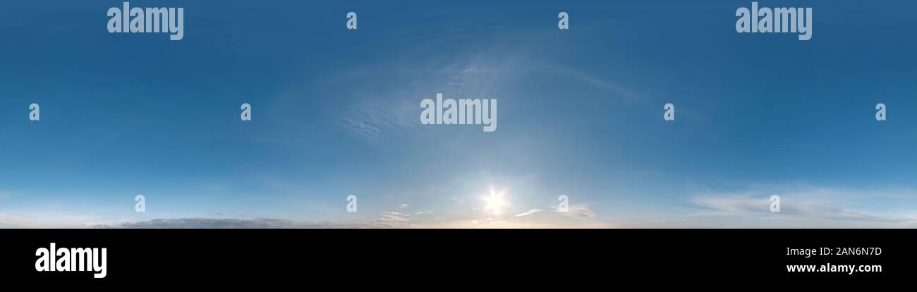Seamless clear blue sky hdri panorama 360 degrees angle view with ...