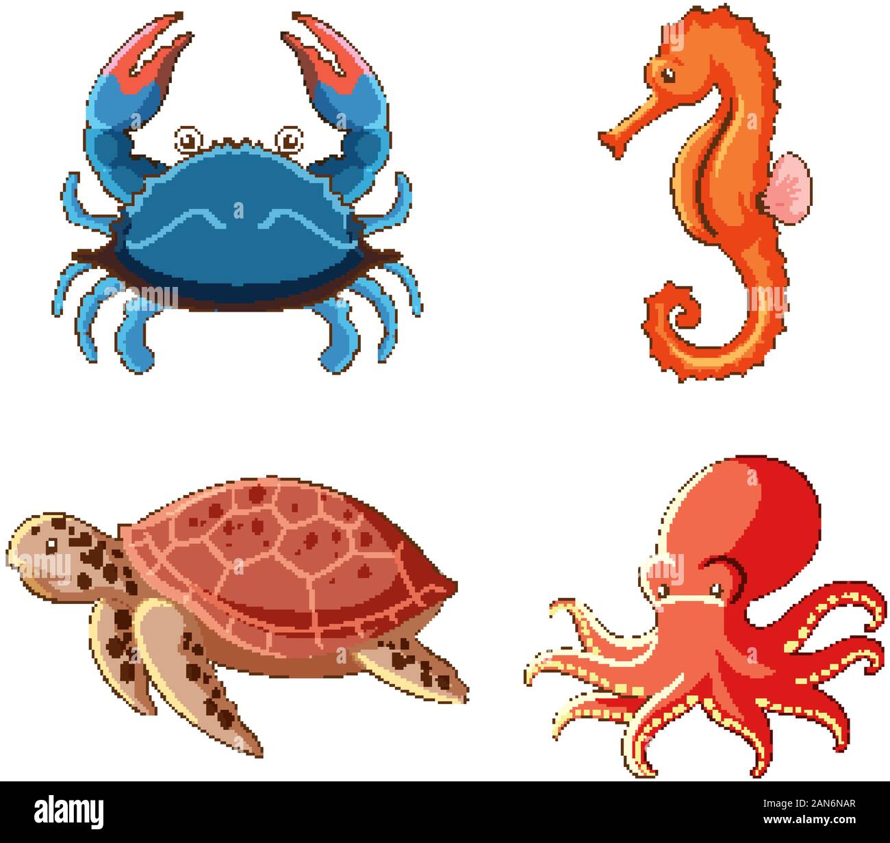 Isolated picture of sea creatures illustration Stock Vector Image & Art ...