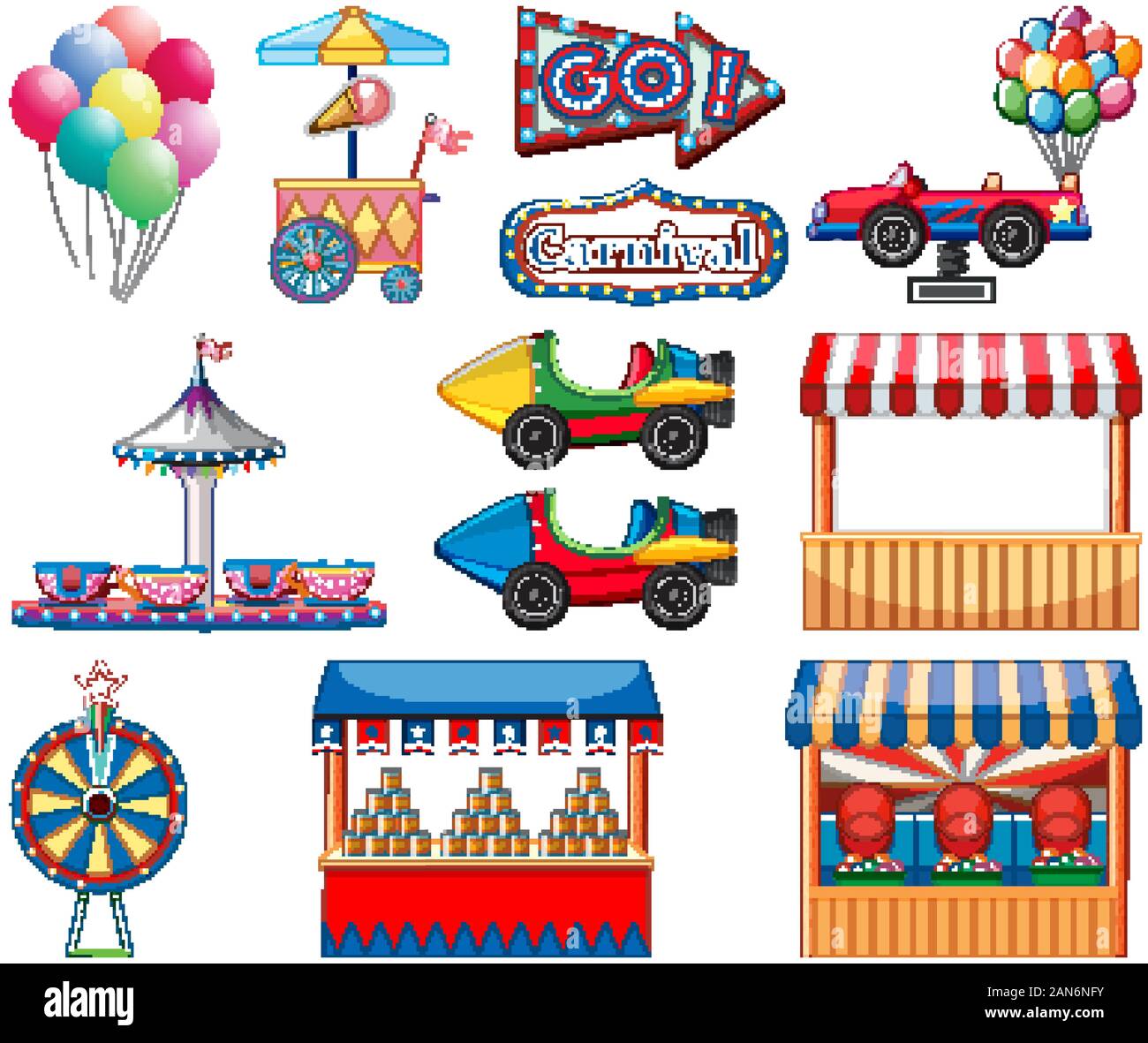 Set of circus items on white background illustration Stock Vector Image ...