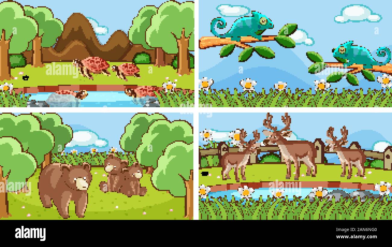 Background scenes of animals in the wild illustration Stock Vector ...