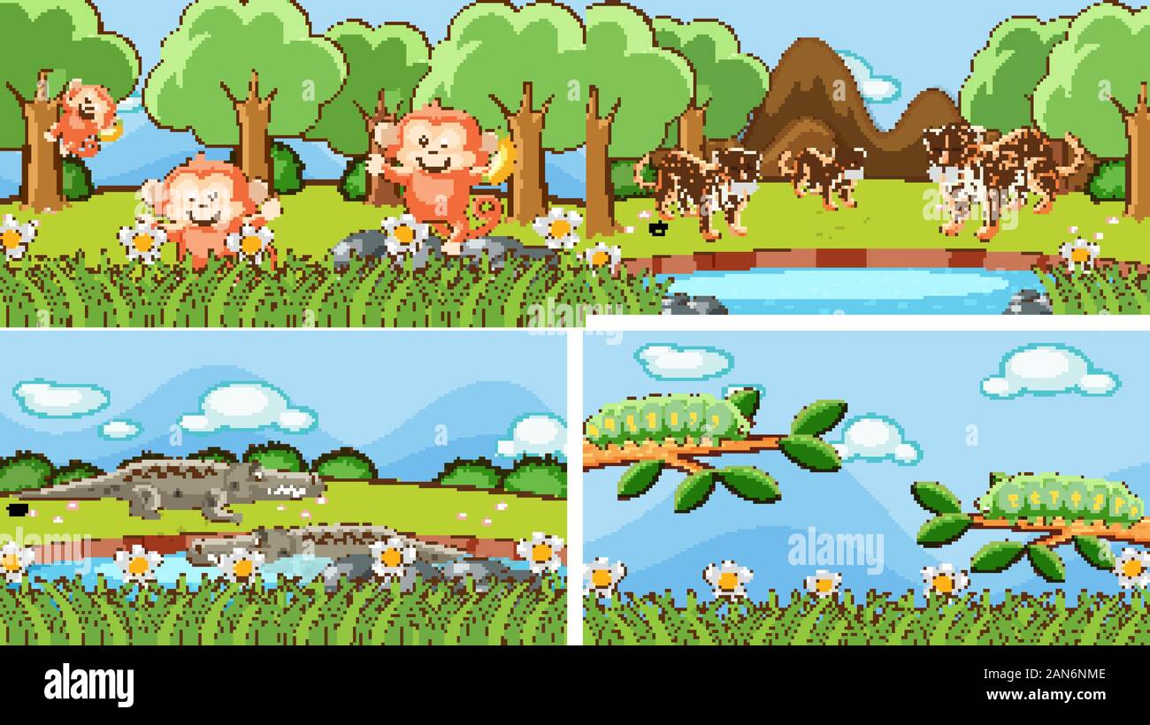 Background scenes of animals in the wild illustration Stock Vector ...